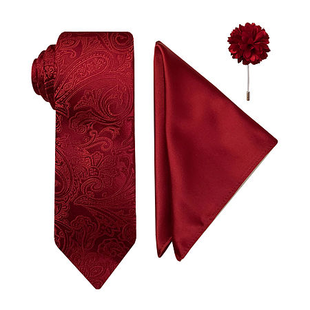 Click here for J. Ferrar Tonal Paisley Tie Set  One Size  Red prices