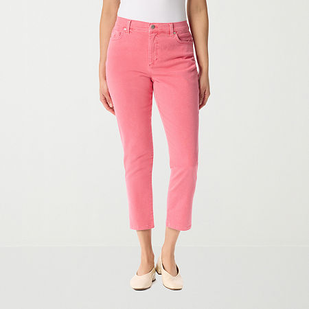 Gloria Vanderbilt Womens Amanda Ankle Straight-Fit Jeans - Red Poppies Overdye