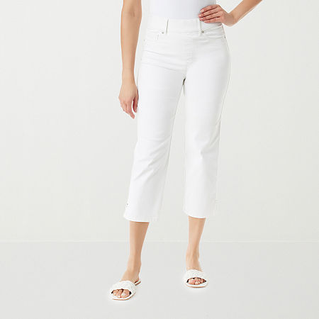 Gloria Vanderbilt Womens Shape Effect Pull-On Capri Jeans - Vintage White