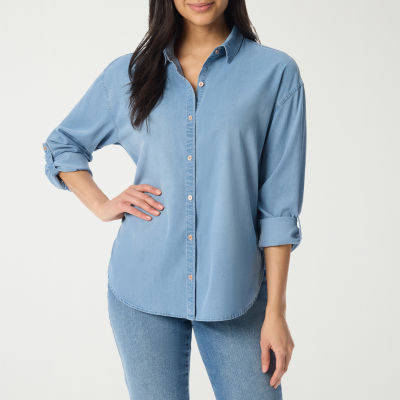 Gloria Vanderbilt Womens Long Sleeve Regular Fit Button-Down Shirt ...