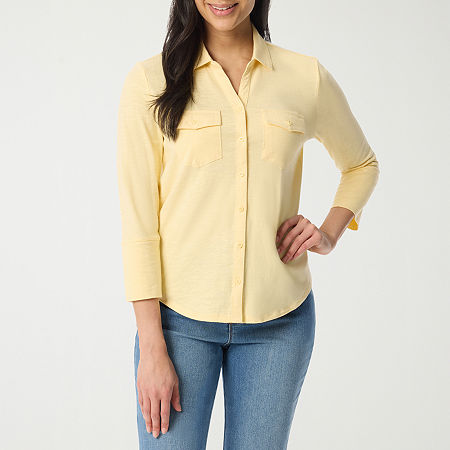 Click here for Gloria Vanderbilt Womens 3/4 Sleeve Regular Fit Bu... prices