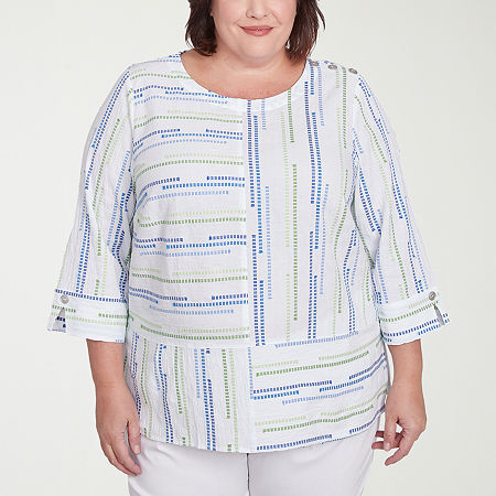 Click here for Alfred Dunner Parrot Cay Womens Plus Crew Neck 3/4... prices