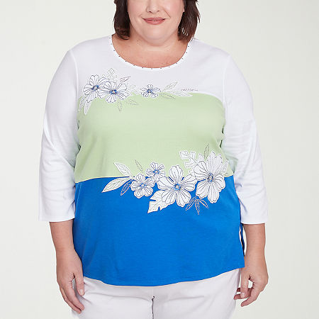 Click here for Alfred Dunner Parrot Cay Womens Plus Crew Neck 3/4... prices