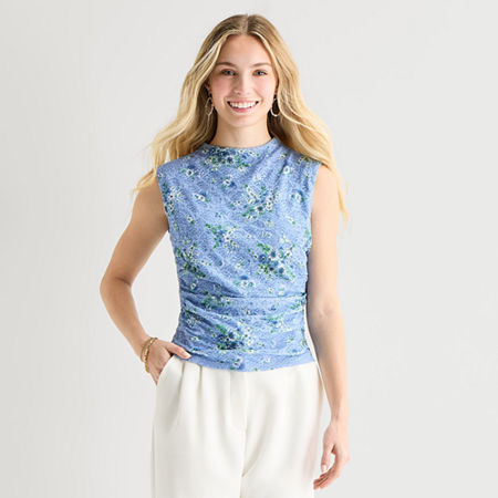 Click here for by&by Womens Juniors Mock Neck Sleeveless Blouse... prices