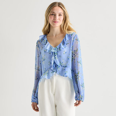 Click here for Bcx Juniors Floral V-Neck Printed Top - Pattern A prices