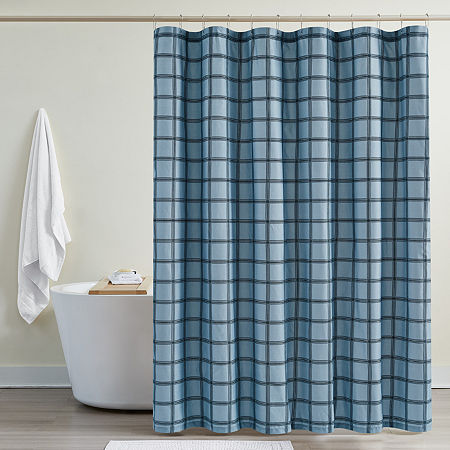 Click here for Cannon Luka Grid Shower Curtain  One Size  Blue prices