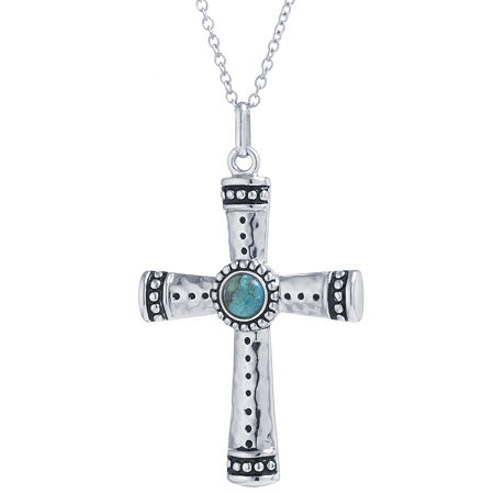 Click here for Womens Enhanced Blue Turquoise Sterling Silver Cro... prices