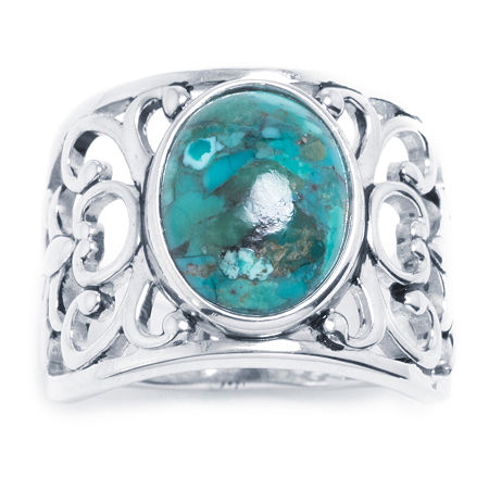 Click here for Womens 4.5MM Enhanced Blue Turquoise Sterling Silv... prices