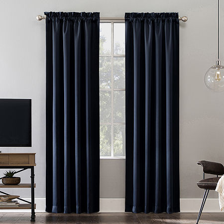Oslo Theater Grade Extreme 100 Blackout Rod Pocket Curtain Panel - Navy