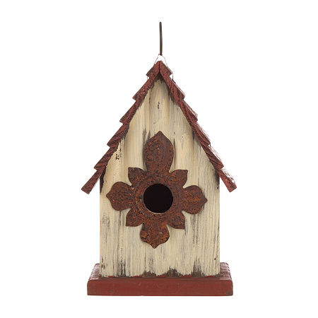 Click here for Glitzhome Tall White/Red Hand Painted Wood Birdhou... prices