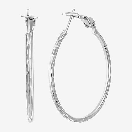 Click here for Womens Sterling Silver 36mm Round Hoop Earrings  O... prices