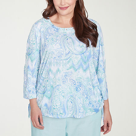 Click here for Alfred Dunner Womens Plus Crew Neck 3/4 Sleeve Str... prices