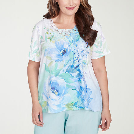 Click here for Alfred Dunner Womens Split Crew Neck Short Sleeve... prices
