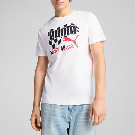 PUMA Mens Crew Neck Short Sleeve Regular Fit Graphic T-Shirt  Medium  White