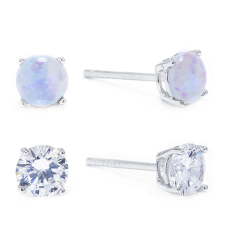 Click here for Silver Treasures Opal Womens Cubic Zirconia Sterli... prices