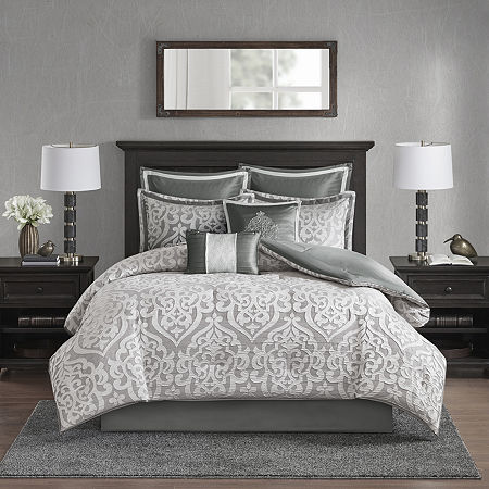 Madison Park Odette Jacquard 8-Pc. Comforter Set  California King - Silver
