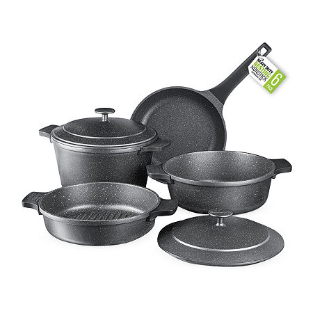 6-Piece Nesting Cookware Set with Silicone Handle Covers - Black