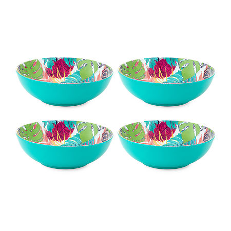 Click here for Turquoise Sun Leaf 4-pc. Melamine Pasta Bowl  One... prices
