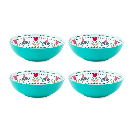 Click here for Turquoise Sun Medallion 4-pc. Melamine Pasta Bowl... prices