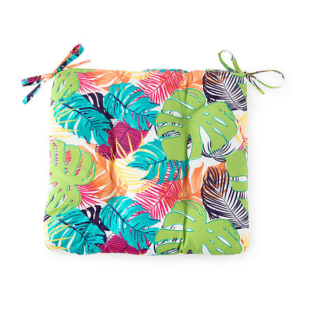 Click here for Turquoise Sun Leaf Print Patio Seat Cushion  One S... prices