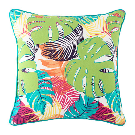 Click here for Turquoise Sun Printed Leaf Print Square Throw Pill... prices