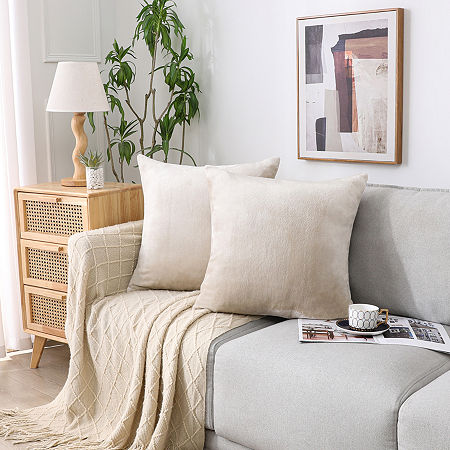 Click here for Regal Fur Square Throw Pillow  One Size  Beige prices