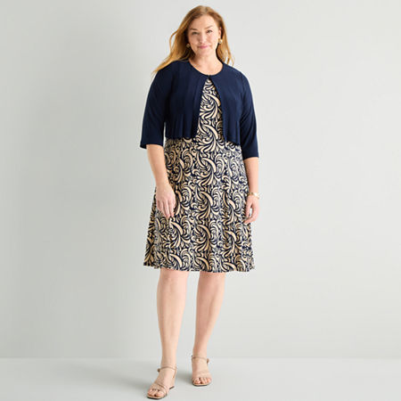 Click here for Danny & Nicole Womens Plus Abstract Jacket Dress... prices