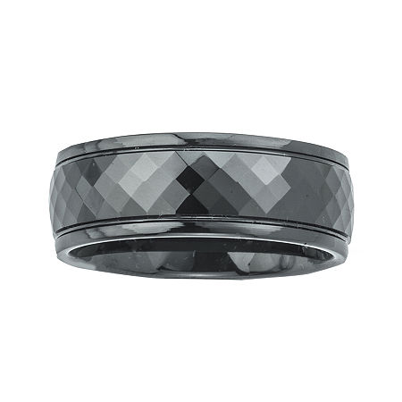 Click here for Mens Ceramic Faceted Black Band Ring  12 1/2  Blac... prices