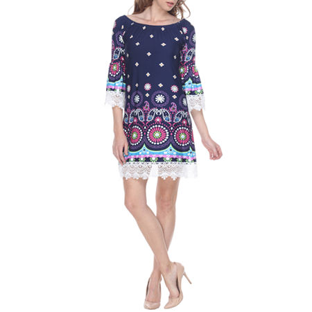 Click here for White Mark Rakel Womens 3/4 Sleeve Floral Sheath D... prices