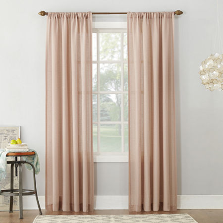Amalfi Linen Blend Textured Semi-Sheer Rod Pocket Curtain Panel - Blush