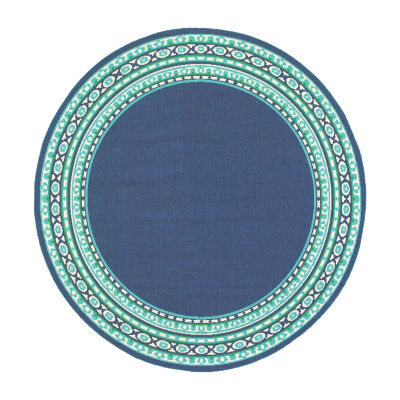 Covington Home Marquesas Border 7'10"X7'10" Indoor Outdoor Round Area ...