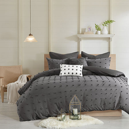 Intelligent Design Brooklyn Jacquard Cotton 5-Pc. Duvet Cover Set  Twin/Twin Xl - Charcoal