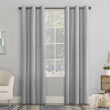 Lindstrom Textured Draft Shield Fleece Insulated Room Darkening Grommet Curtain Panel - Gray