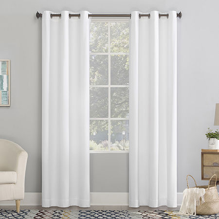 Lindstrom Textured Draft Shield Fleece Insulated Room Darkening Grommet Curtain Panel - White