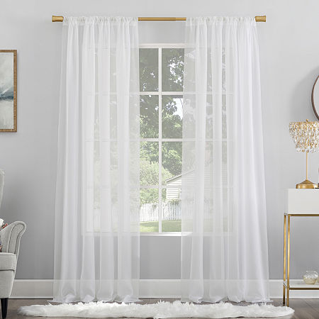 Mallory Sheer Voile Rod Pocket Curtain Panel - White