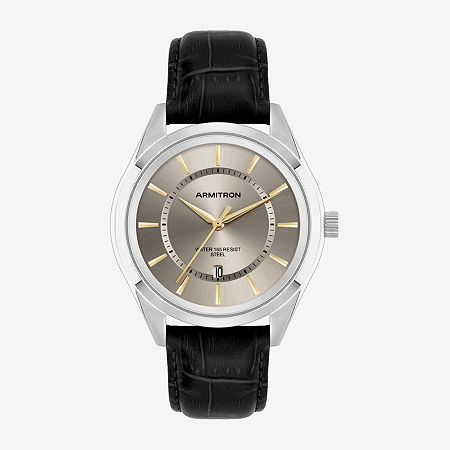 Click here for Armitron Mens Black Leather Strap Watch 20-5635gys... prices