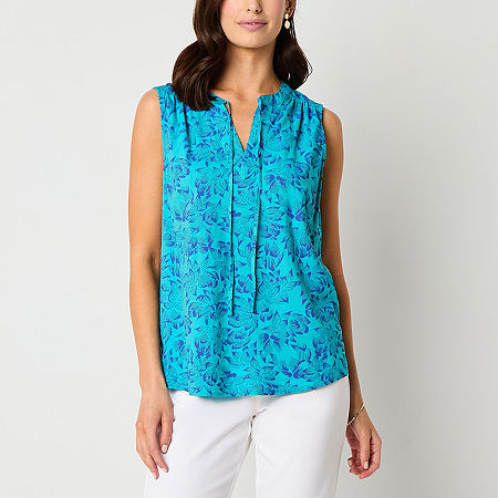 Click here for St. Johns Bay Womens Split Tie Neck Sleeveless Tal... prices