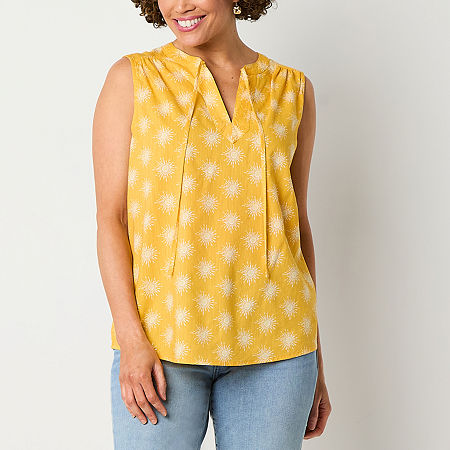 Click here for St. Johns Bay Womens Split Tie Neck Sleeveless Tal... prices