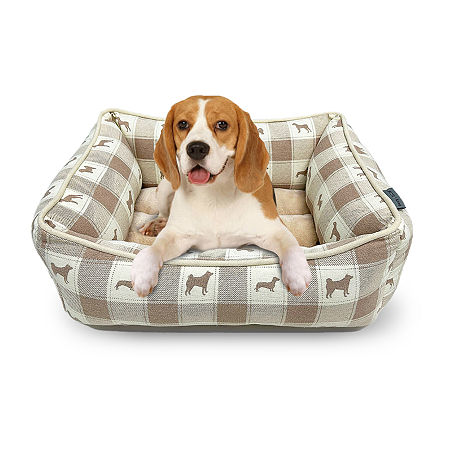 Click here for Precious Tails 24 Taupe Plaid Cuddler Pet Bed  One... prices