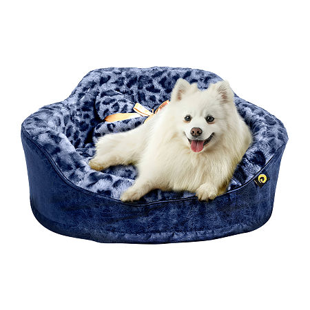 Click here for Precious Tails Leopard Navy Pet Bed  One Size  Blu... prices