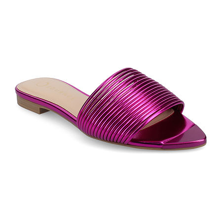 Journee Collection Womens Feather Slip-On Sandals - Pink