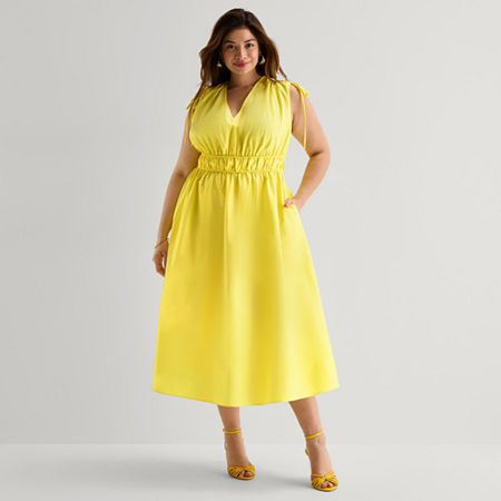 Click here for Melonie T Womens Plus Sleeveless Midi Fit + Flare... prices