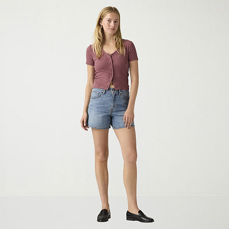 Click here for Levis Womens Cotton Cinch-Waist Denim Shorts - Lif... prices