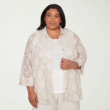 Click here for Alfred Dunner Womens Plus Crew Neck 3/4 Sleeve Blo... prices