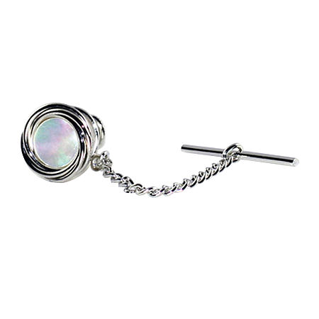 Click here for Rhodium-Plated Tie Tack with Mother-of-Pearl Stone... prices