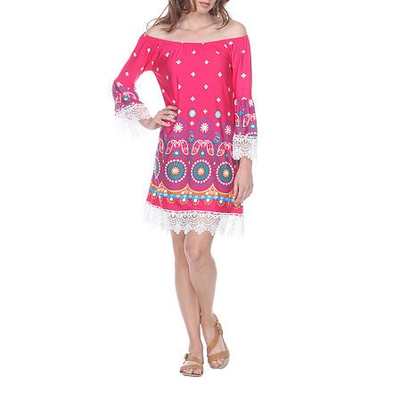 Click here for White Mark Rakel Womens 3/4 Sleeve Floral Sheath D... prices