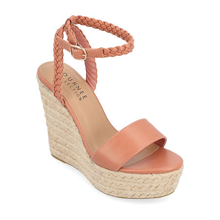 Journee Collection Womens Andiah Platform Wedge Sandals - Rose