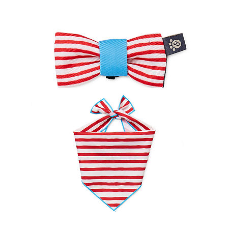 Click here for Paw & Tail Striped Dog Bowtie & Bandana Set  One S... prices