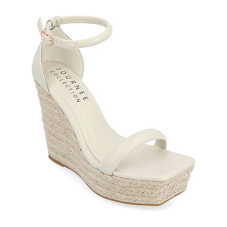 Journee Collection Womens Olesia Wedge Sandals  11 Medium  Beige