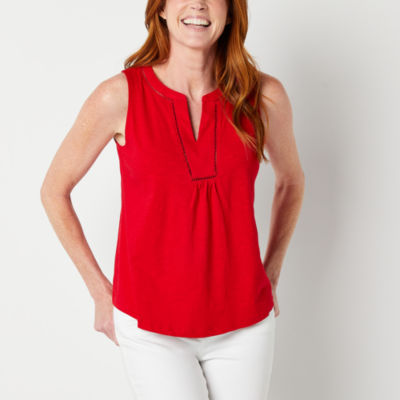 St. John's Bay Womens Split Crew Neck Sleeveless Tank Top - JCPenney